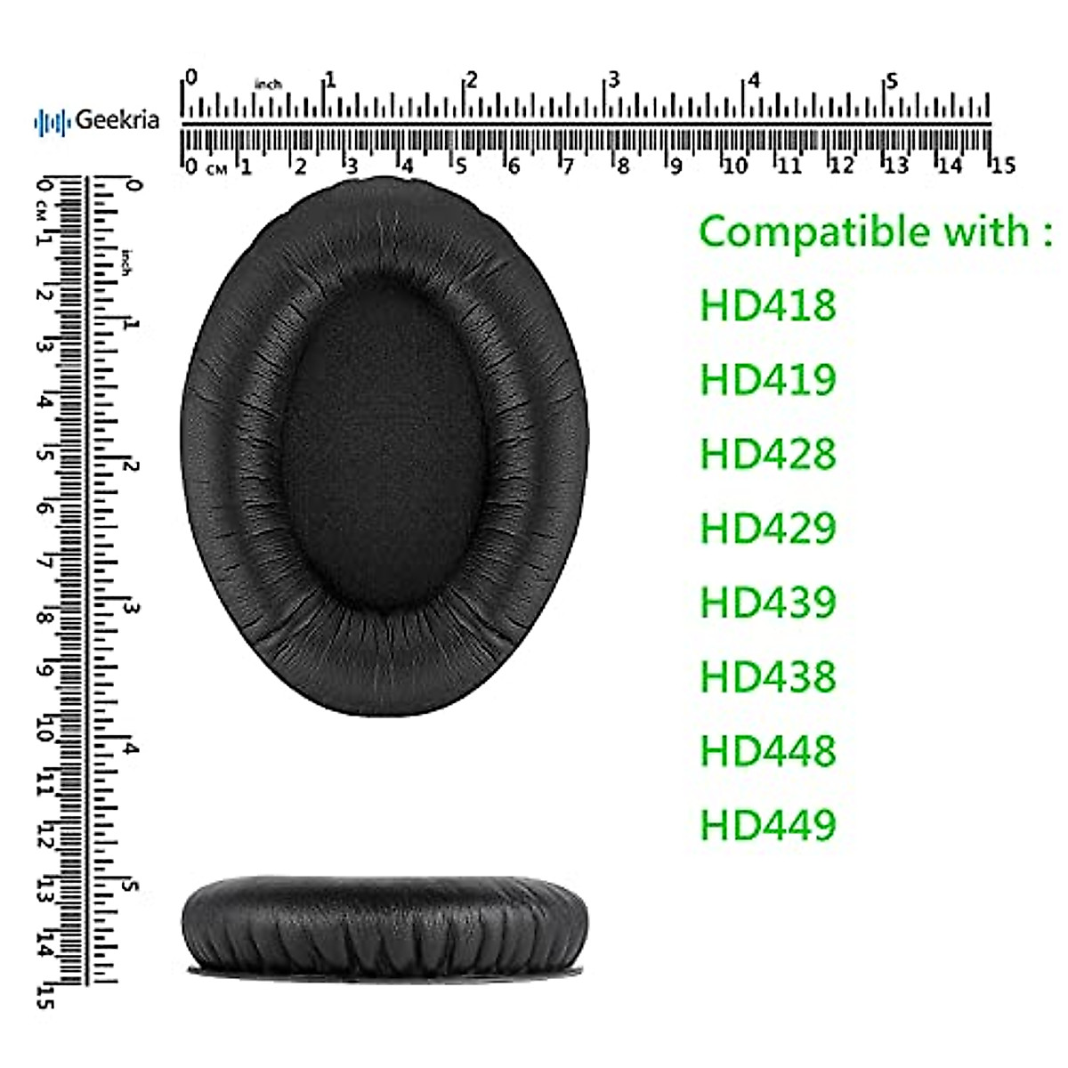 Geekria QuickFit Replacement Ear Pads for Sennheiser HD418, HD419, HD428, HD429, HD439, HD438, HD448, HD449 Headphones Ear Cushions, Headset Earpads, Ear Cups Cover Repair Parts (Black)
