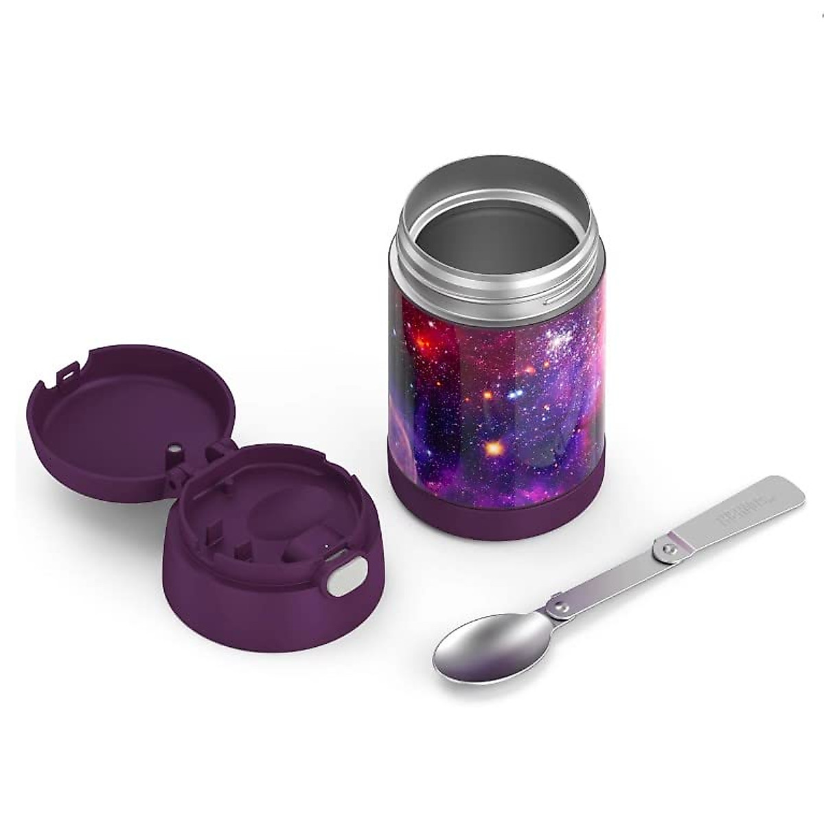 THERMOS 16oz/470ml Stainless Steel Vacuum Insulated Food Jar with Spoon, Galaxy Purple