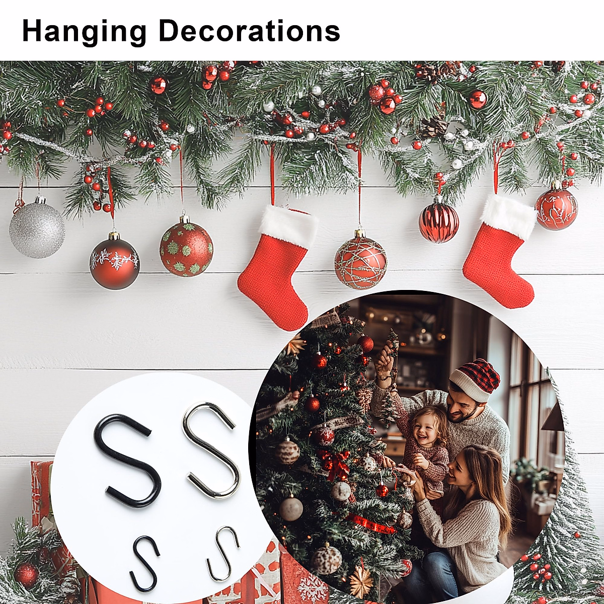 SAKRNIC 1 Inch Black S Hooks – 100 Pack Mini S Hooks for Hanging | Small S Hooks for Hanging Ornaments, Crafts, and More