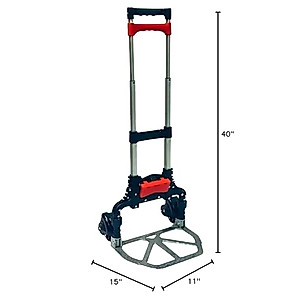 Magna Cart Stair Climbing 6-Wheel Folding Aluminum Hand Truck Dolly Cart with Tote Attachment Ideal for Moving Boxes, Groceries, Heavy Equipment, Red