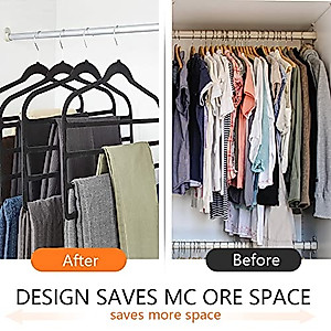 Pants Hangers Space Saving, Non-Slip Velvet Pants Hangers Multi-Layer, Durable Velvet Clothes Hangers Closet Organizer for Pants Jeans Scarf Tie (2Pcs)