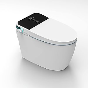 Intelligent Toilet with Heated Seat, DACOM Smart Toilet One Piece Toilet Foot Sensoring Flush, Warm Water and Dry, Multi-Function APP Remote Control