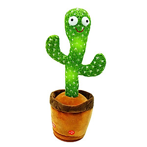 Majesty Trends Dancing Cactus Toy Talking Singing Plush Toy Mimicking Repeats What You Say, Have Recording & 120 Funny Musical Songs Wiggly Dance with Lighting Funny Kids Gift