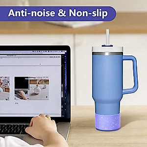 WUQID 2 Pack Bling Silicone Boot Compatible with Stanley Quencher Adventure 40oz & Stanley IceFlow 20oz 30oz, Reduces Dents Protective Silicone Water Bottle Bottom Cover Sleeve