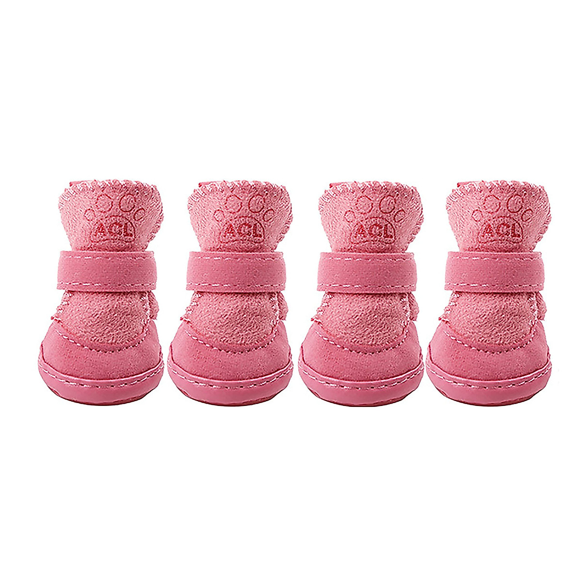 GabeFish Puppy Cute Cozy Warm Anti Slip Winter Boots for Small Medium Dogs Pets Cats Thicken Fleece Snow Shoes Pink X-Large