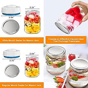 21 Pieces Vacuum Sealer for Jars, Handheld Vacuum Containers with Multiple Nozzles Electric Canner Kit for Wide Mouth Jar for Vacuum Sealer Food Storage