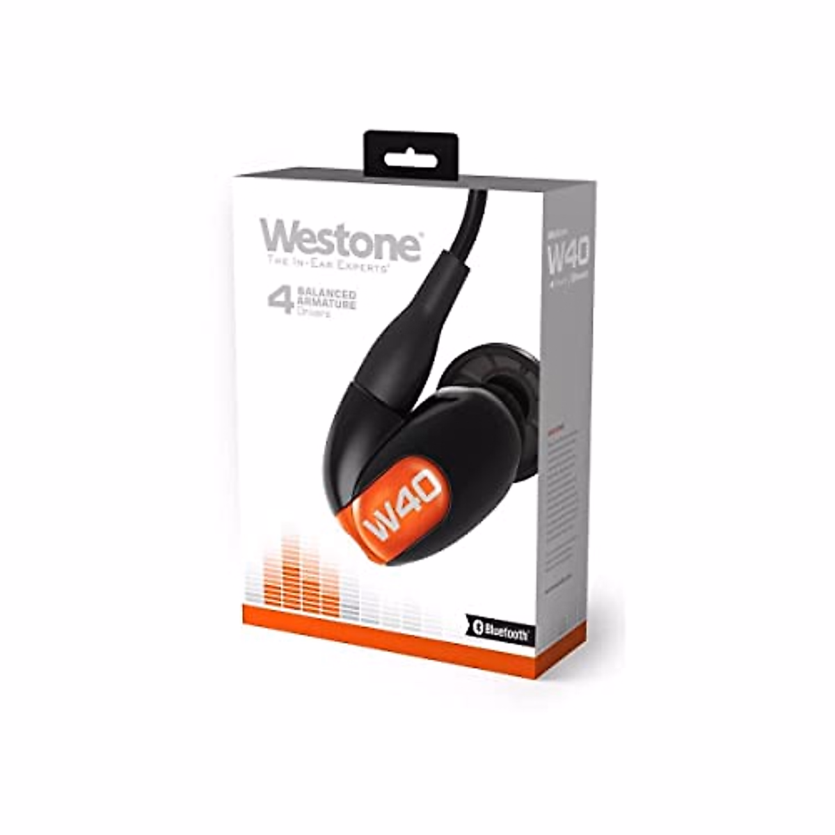 Westone W40 Gen 2 Four-Driver True-Fit Earphones with MMCX Audio and Bluetooth Cables, Black/Orange (WST-W40-2019)