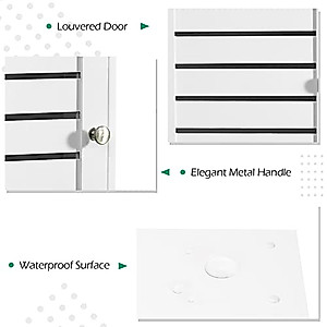 Giantex Bathroom Wall Cabinet, Over The Toilet Storage Medicine Cabinets with Louvered Door and 2 Adjustable Shelves, Wall Mounted Organizer for Living Room, Kitchen and Entryway Wall Cabinet(White)