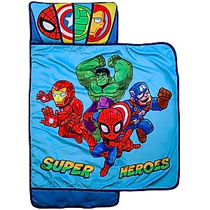 Jay Franco Marvel Super Hero Adventures Hero Time Nap Mat - Built-in Pillow and Blanket Featuring The Avengers - Super Soft Microfiber Kids'/Toddler/Children's Bedding, Age 3-5
