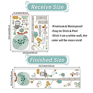 Height Measurement Growth Chart Wall Stickers, Cartoon Animals Monkey Elephant Height Measure Decals, Moon Hanging Ruler Decor, Removable Height Tree DIY Art Murals for Kids Bedroom Baby Nursery