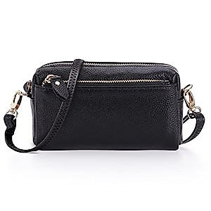 SMITH SURSEE Genuine Leather Clutch Wallet for Women Triple Zip Small Crossbody Bag Designer Wristlet Purses with Shoulder