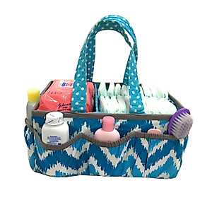 Bacati Mix and Match Nursery Fabric Storage Caddy with Handles, Turquoise