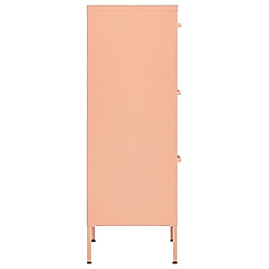 GOLINPEILO Metal 3-Drawer Storage Cabinet, Steel Drawer Storage Organizer, Metal Storage Dresser Cabinet, Office Storage File Cabinet for Home Office Organization, 16.7"x13.8"x40" Pink