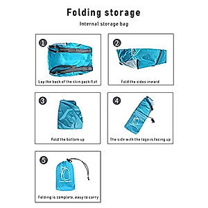 DongY Foldable Lightweight Backpack Travel Hiking Daypack 20L Waterproof Folding Bag for Shopping Outdoor, Black, 41x30x11cm