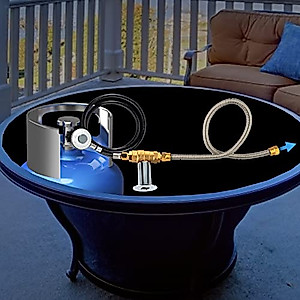 VEVOR Fire Pit Installation Kit, 90K BTU Max Propane Fire Pit Hose Kit, CSA Certified Propane Connection Kit, Gas Mixer Regulator with Stainless Steel Hose & Chrome Key Valve for Propane Connection