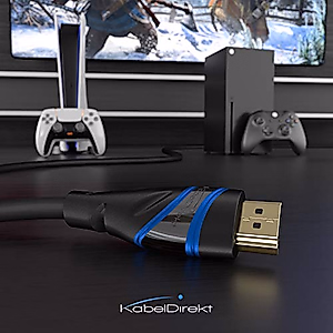 KabelDirekt – 8K HDMI Cable, HDMI 2.1 – 6ft – Certified HDMI Cable for PS5 and Xbox Series X/S – Developed in Germany (Ultra High Speed HDMI Cable for 8K@60Hz, PC/Console and Monitor/TV – Blue/Black)