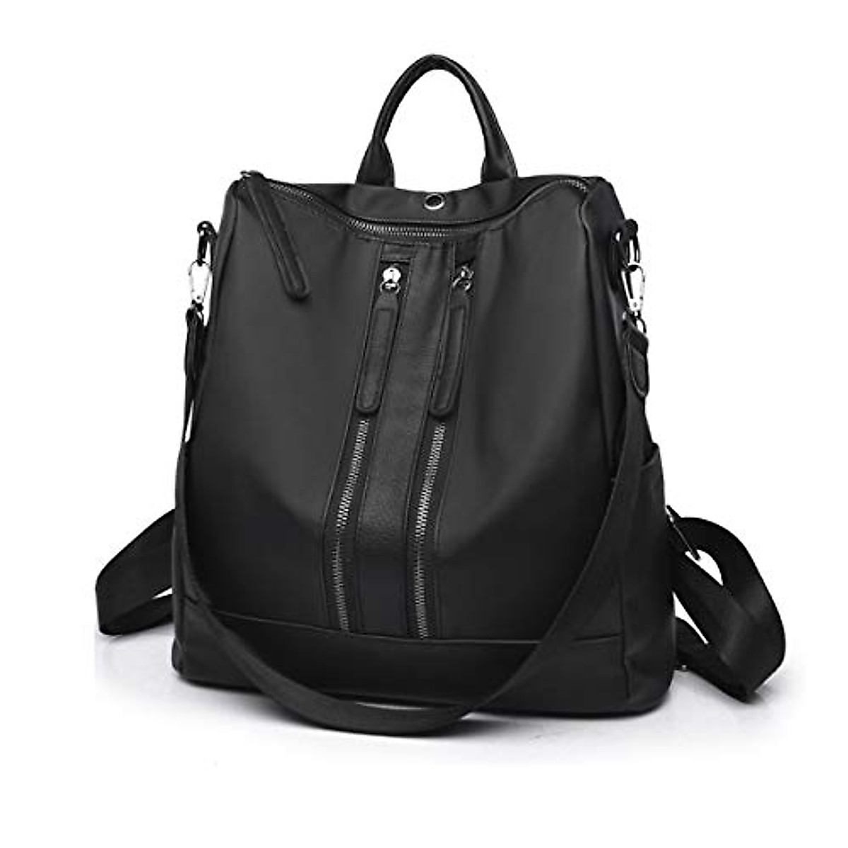 fun young Backpack Purse for Women,Casual Fashion Oxford Cloth Waterproof Shoulder Bags with Earphone Hole(BLACK)