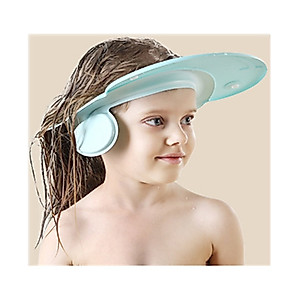 HiCat Baby Children Kids Shampoo Shower Bathing Cap Hat, Elastic Soft Comfortable Adjustable Wash Hair Shield Hat for Baby Kids, Silicone Protect Soft Cap Hat for Protecting Eyes and Ears (Blue 02)