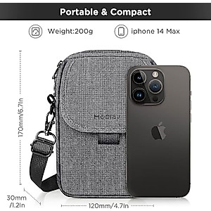 Heelay Shoulder Travel Crossbody Side Bag with Arm Band,Fits iPhone and Android,Use for Running, Walking, Hiking & Biking 6.7 * 4.7In (Black)