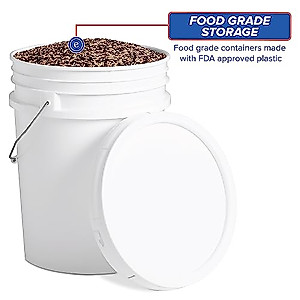 5 Gallon Plastic Bucket with Airtight Lid I Food Grade Bucket | Pink | BPA-Free I Heavy Duty 90 Mil All Purpose Pail Reusable I Made in USA | 1 Count