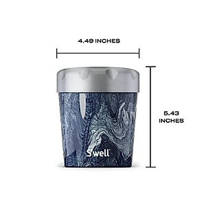 S'well Stainless Steel Ice Cream Pint Cooler 16 ounces Triple Layered Vacuum Insulated Keeps Ice Cream Frozen for Hours Ice Cream Pint Cooler, 1 Count (Pack of 1), Azurite Marble