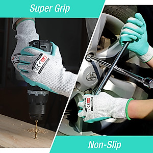 HAUSHOF Gardening Gloves Thorn Proof 3-Pairs Work Gloves, Breathable Garden Gloves Latex Coated with Texture for Women and Men Yard Work, Large Size