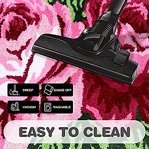 Rose Shaped Rug Bathroom Rug Soft Shaggy Microfiber Rose Bath Mat Water Absorbent Plush Fuzzy Bath Carpet U-Shaped Toilet Mat Machine Washable Non Slip Bath Rug, Pink