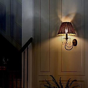 mini lampshades set of 2,mini rattan woven Lamp shade Set of 2,rattan small lampshade, boho replacement clip-on traditional shades