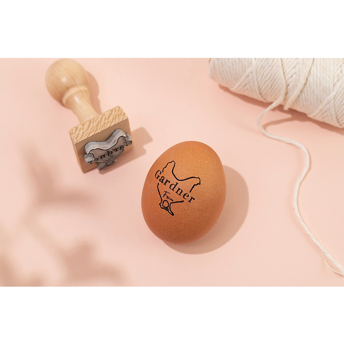 Stamp by Me | Egg Stamp | Chicken Egg Wooden Stamps | Personalized Rubber Stamper for Fresh Eggs | Custom Stamping | Egg Labels | Farm Stamp | Self Inking | Black Ink | Unique Designs| Mini Logo Stamp