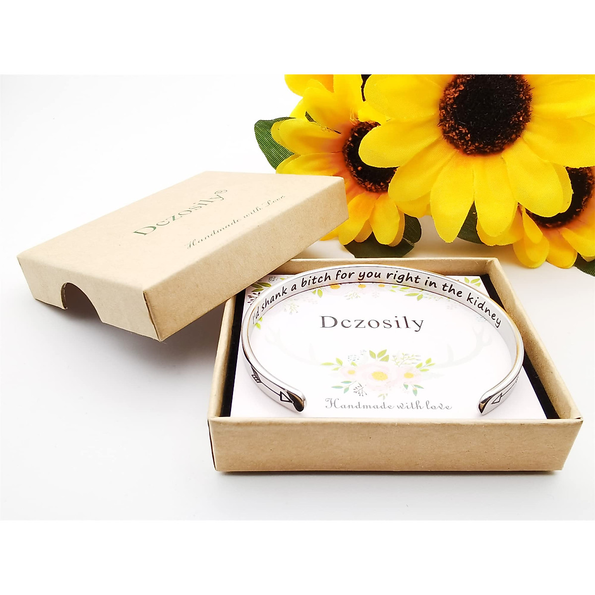 Inspirational Bracelets for Women Personalized Jewelry Gifts Cuff Bracelet with Sayings Motivational Bracelet with Hidden Message Engraved Bangles for Best Friend/Mom/Daughter, M, Stainless Steel,