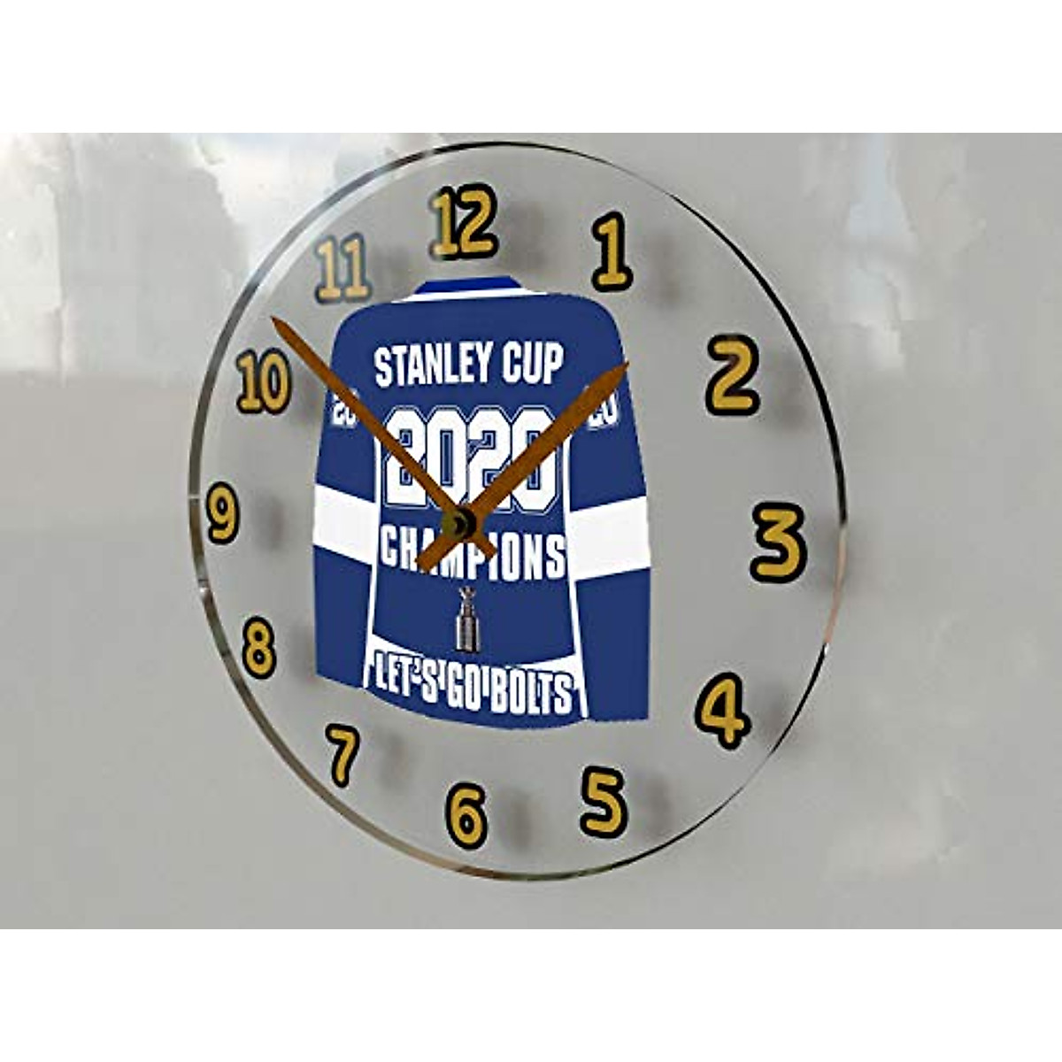 FanPlastic Stanley Cup Final Winners 2020 Commemorative Jersey Themed Wall Clock - Lets GO Bolts - Champions Edition