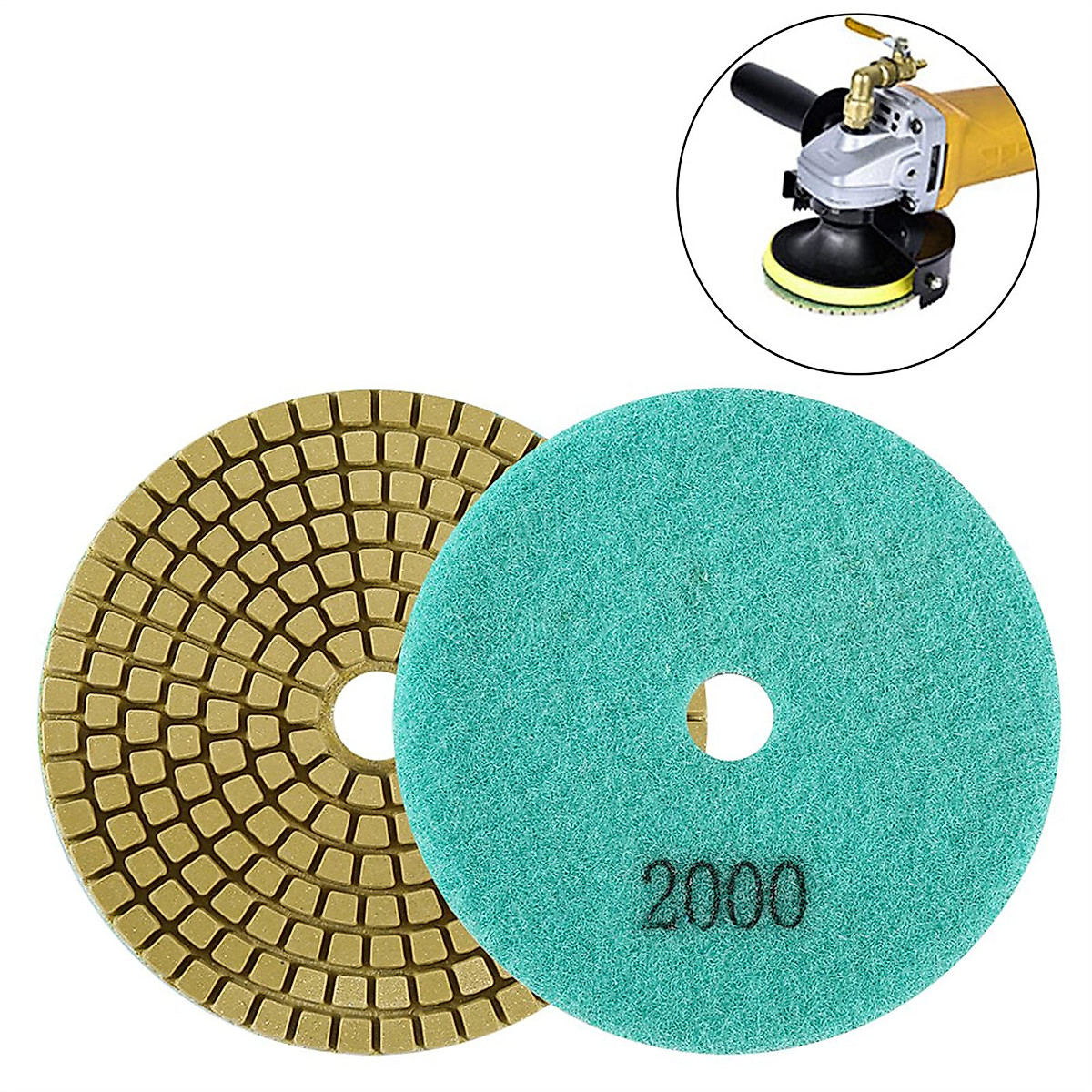 Diamond Polishing Pads, Wet Dry Polish Pad Grinding Disc Burnishing Grit Granite Sanding Tools Marble Backer Repair Kit for Buffer Polisher Machine Wheel Sander Rock Grinder Concrete Stone Floor(2000)