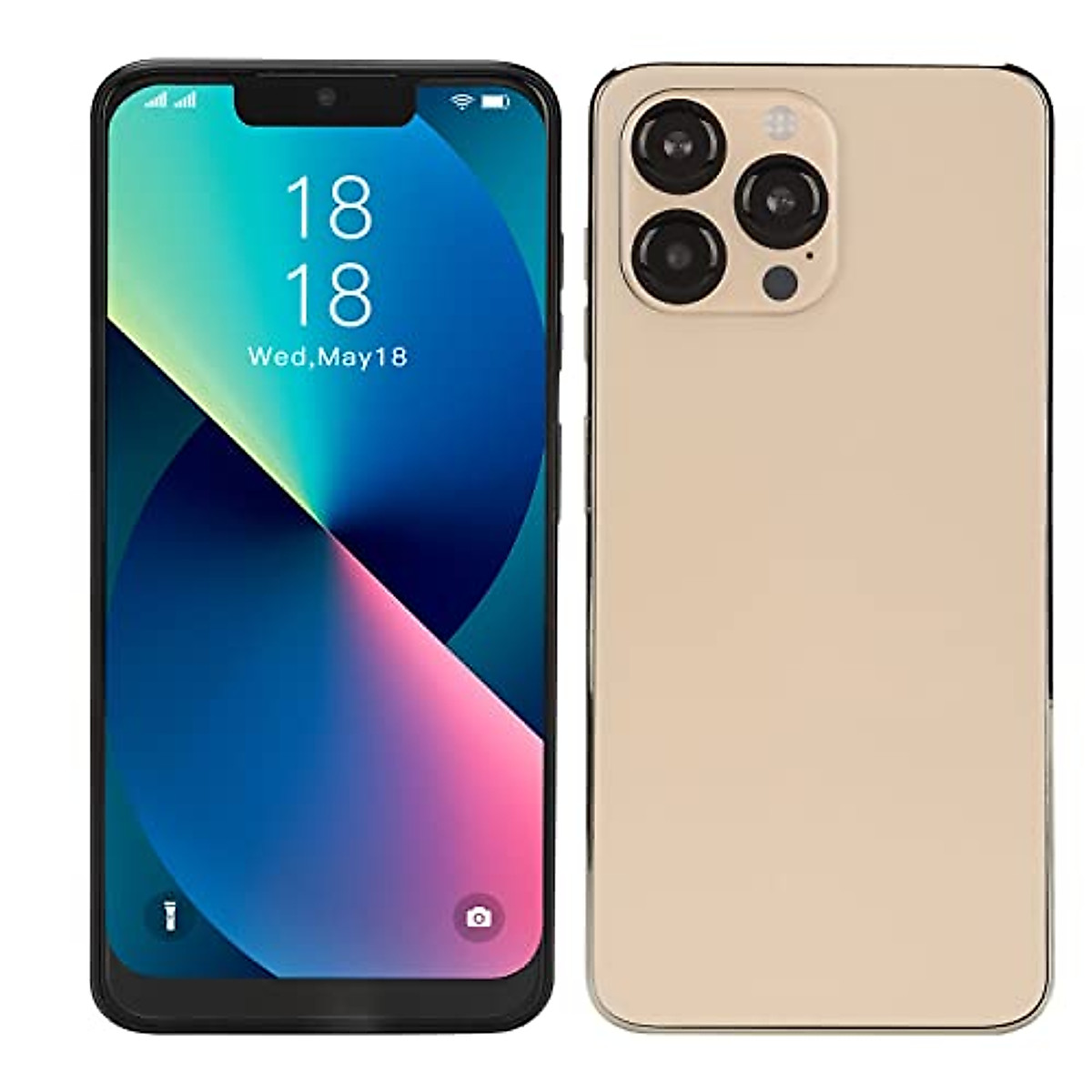 iP13 Pro Unlocked Smartphone for 11, 6.2 FHD Unlocked Cell Phone, Face Unlock, 4GB 64GB, Dual SIM, 7000mAh, Dual Camera, T Mobile,for Support (Gold)