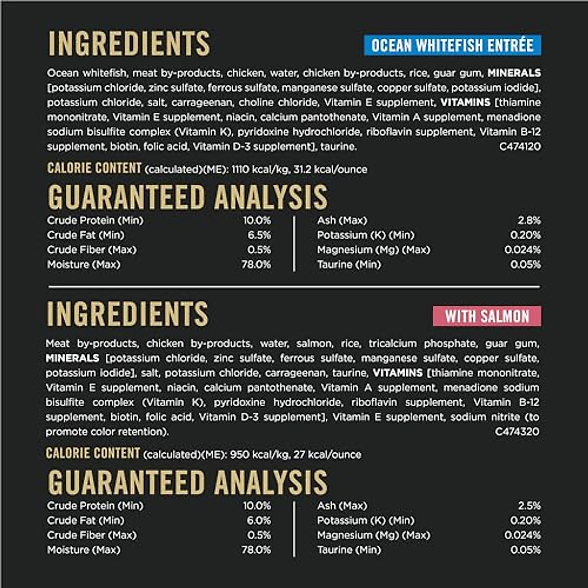 Purina Pro Plan Urinary Tract Health Pate Cat Food Variety Pack, Ocean Whitefish And With Salmon Entrees - (Pack of 24) 3 oz. Cans
