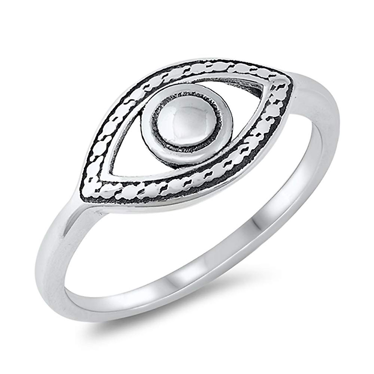CloseoutWarehouse 925 Sterling Silver Plain Evil Eye Ring Size 10