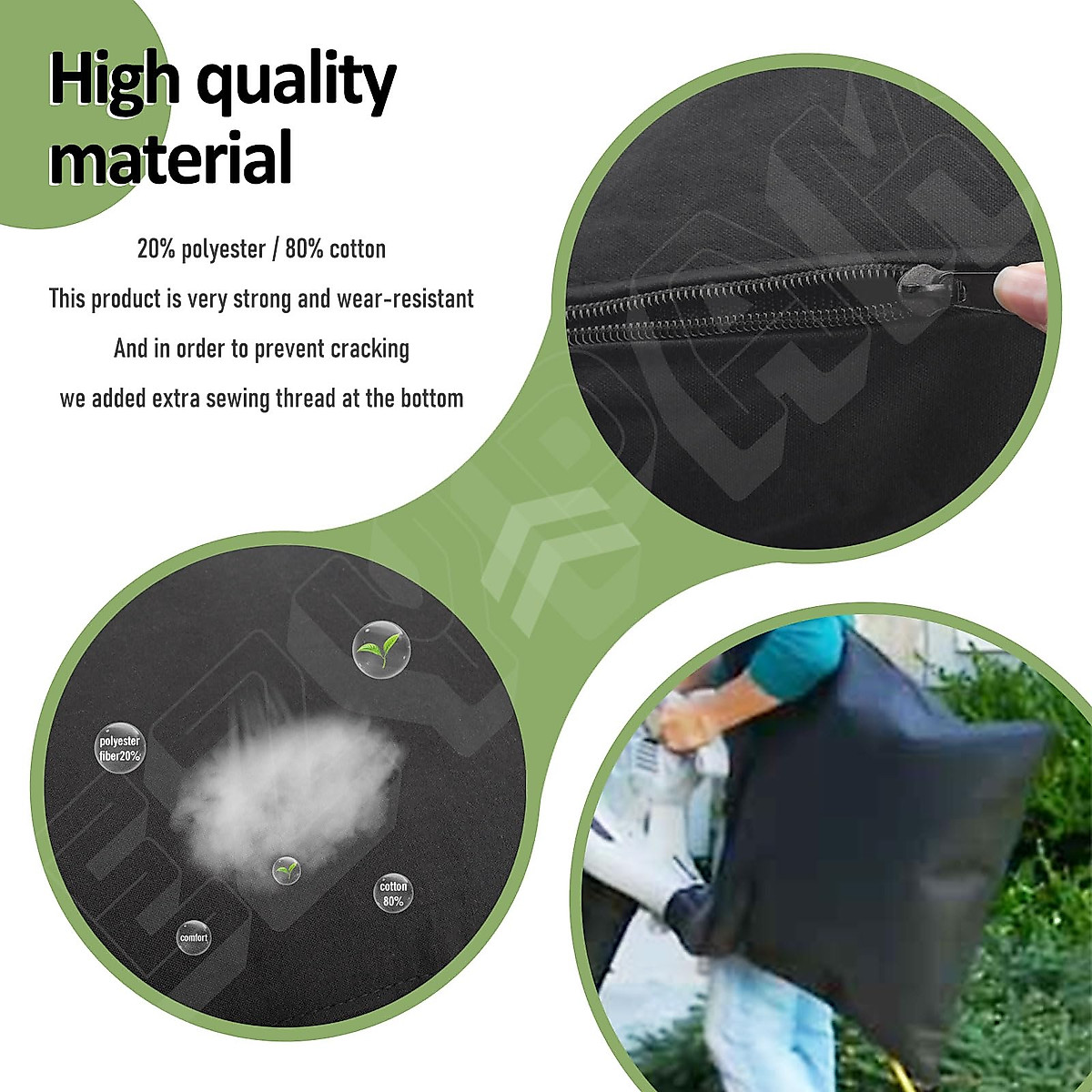 5140125-95 Leaf Blower Vacuum Leaf Bag for Black and Decker BV3100/BV2900 Blower Replaces 5140117-99 - Black