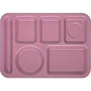 Carlisle FoodService Products Plastic Meal Tray, Left-Handed, 14 x 10 Inches, Melamine, 12-Pack, Rose Granite
