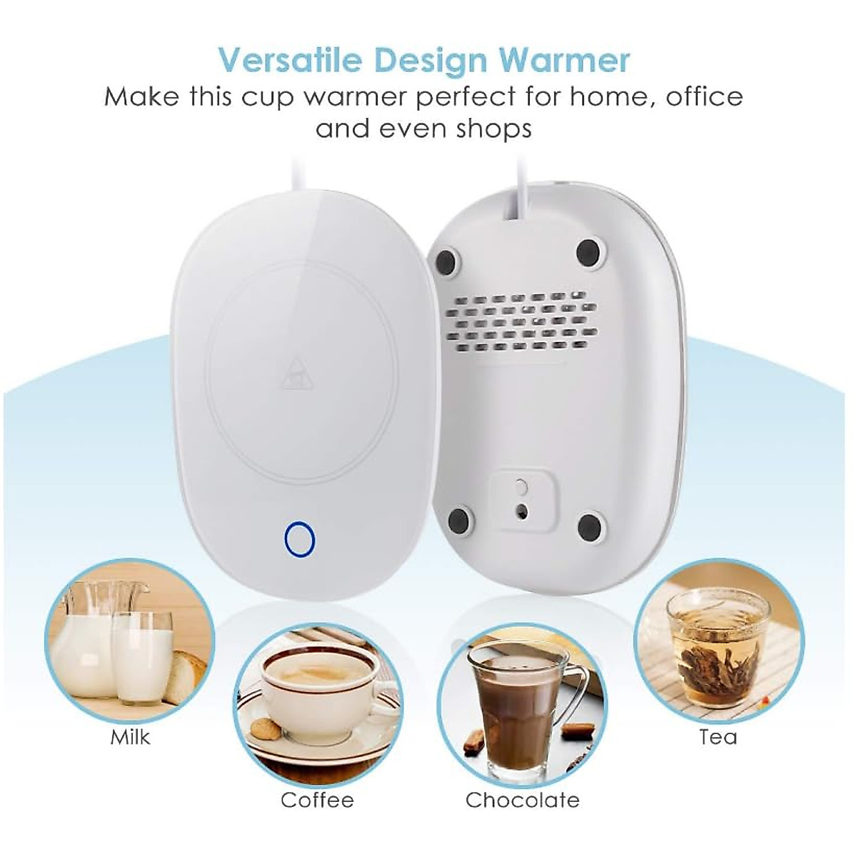 Coffee Mug Warmer Automatic Shut Off, Safely Cup Warmer for Coffee, Milk, Tea, Water, Beverage Warmers with Touch Screen Switch for Office/Home