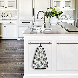 visesunny Owl Hand Towel for Kitchen Bathroom Decor Soft Absorbent Cotton Dish Towel with Hanging Loop Botton Cleaning and Drying Washcloth