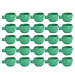 Bird Feeders, 25 Pcs Mini PP Plastic Birds Cage Sand Cup Feeding Holder Mosaic Card Installation Easy to Use Green Design Parrot Food Water Bowl Pigeons Birds Cage Sand Cup for Parrot Pigeon(S)