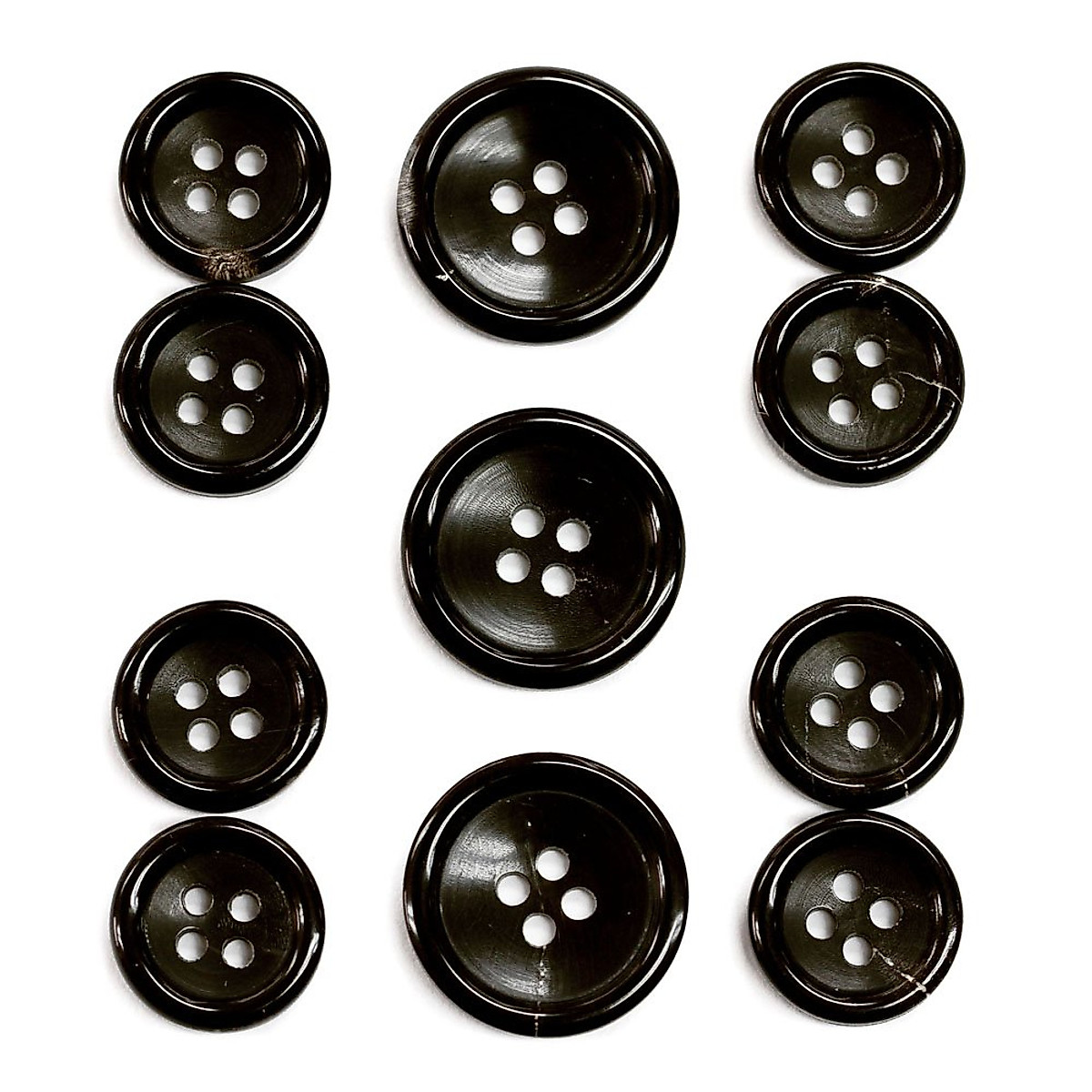Set of Classic Black Genuine Buffalo Horn Suit Buttons