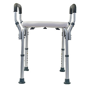 Essential Medical Supply Height Adjustable Shower and Bath Bench with Padded Arms and Textured Shower Chair Seat