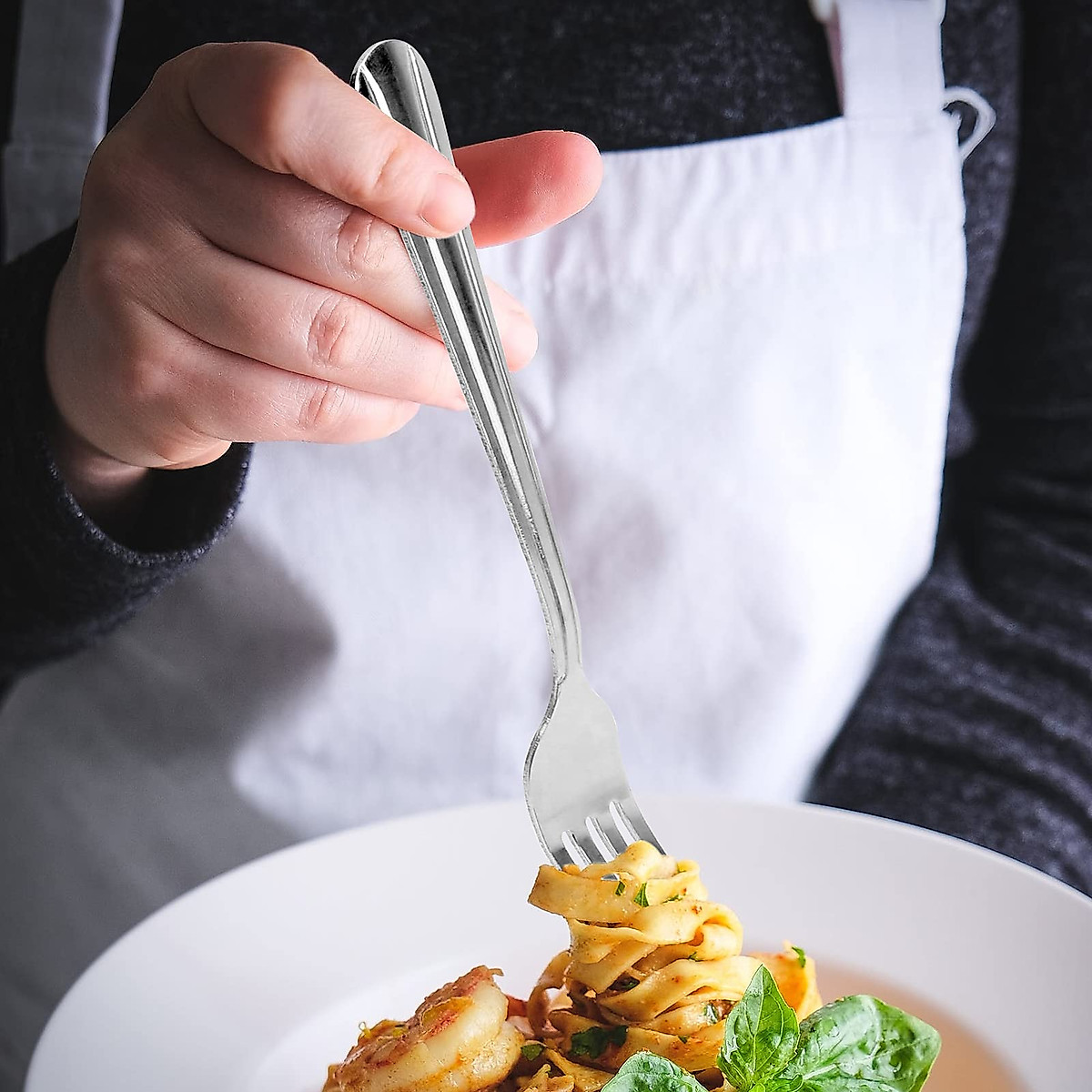 TJOUL Heavy Weight Dinner Fork Set, 18-0 Stainless Steel 12-Piece, 7 Inches Table Forks