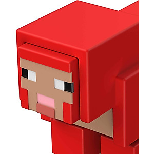 Minecraft Craft-A-Block Sheep Figure, Authentic Pixelated Video-Game Characters, Action Toy to Create, Explore and Survive, Collectible Gift for Fans Age 6 Years and Older