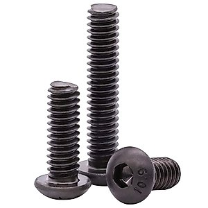 5/16-18 x 2" (10 pcs) Button Head Socket Cap Screws Bolts Alloy Steel 10.9 Grade, Black Oxide Finish, Full Machine Thread