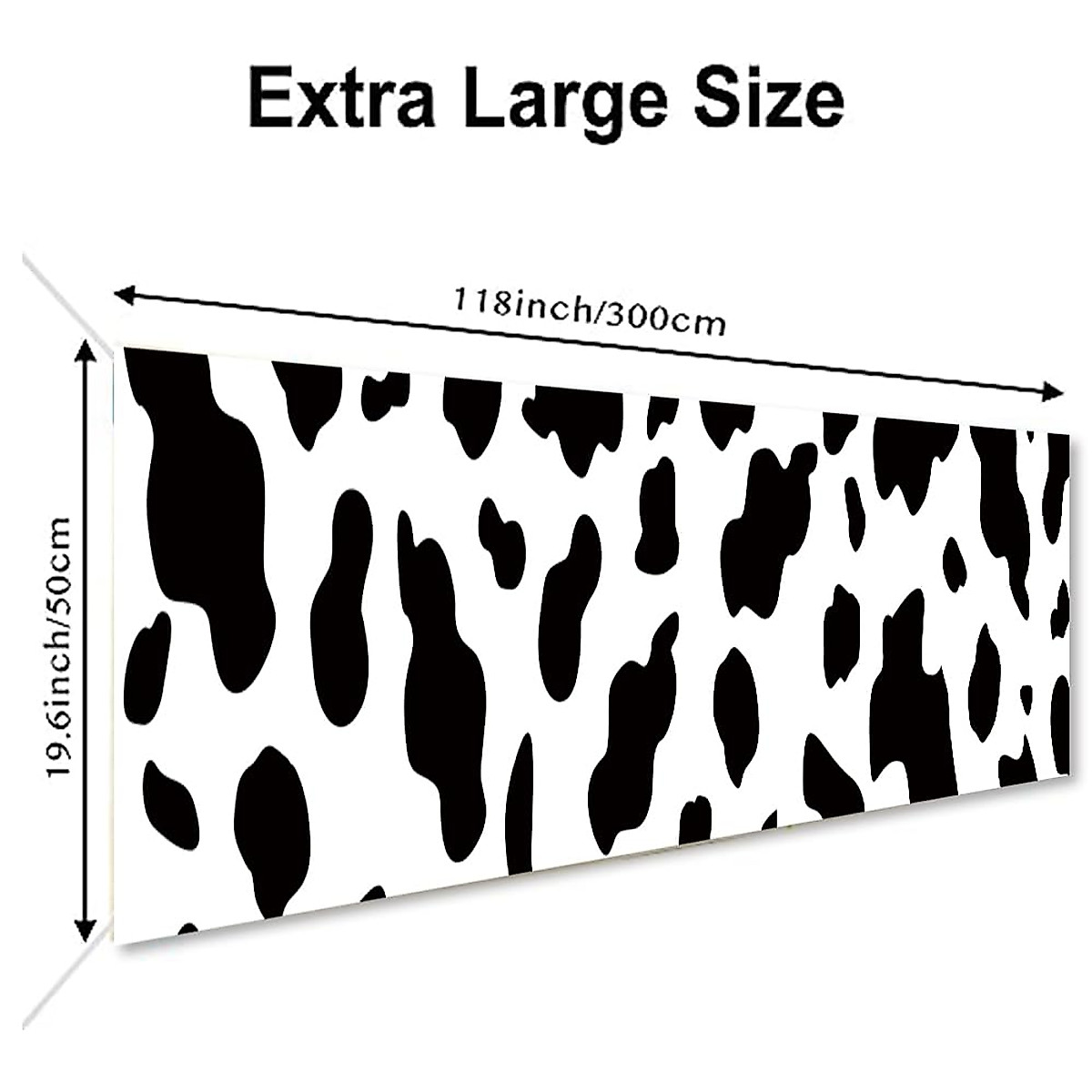 DOTOOMA 118 x 20 In Black White Spot Cow Banner Yard Sign Polyester Western Cowboy Cowgirl Farm Theme Birthday Party Decorations Supplies Baby Shower Indoor Outdoor