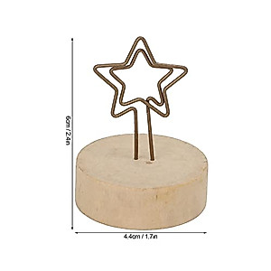 10PCS Number Holder, Wooden Base Place Card Holder, Star Shaped Iron Wire Photo Clip Table Sign Stand Number Holder Table Card Picture Memo Note Photo Picks Clip Stand for Christmas Party Wedding Home