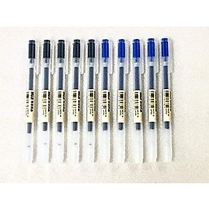 MUJI Gel Ink Ball Point Pen 0.5mm Mixed 10pcs [Black 5 pcs & Blue 5 pcs]