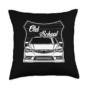 Vintage Hot Rod, Vintage Lowriders, Classic Muscle Classic Import Car, Japanese Racer, Men's Old School Tuner Throw Pillow, 18x18, Multicolor