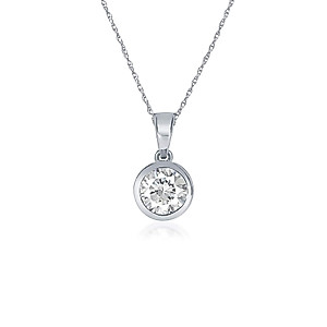 La Joya Sterling Silver Diamond Necklace For Women | Lab Grown 1/6 CT. TW. Bezel Set Single Diamond Necklace | Ideal Gold Plated Solitaire Diamond Necklace for Girls and Teens